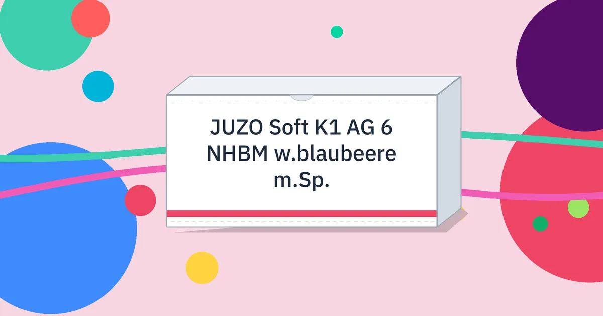 Symbolbild: Packung mit der Aufschrift JUZO Soft K1 AG 6 NHBM w.blaubeere m.Sp. (PZN 15015734) – Verfügbarkeit und Bezug in Apotheken in Frankfurt am Main
