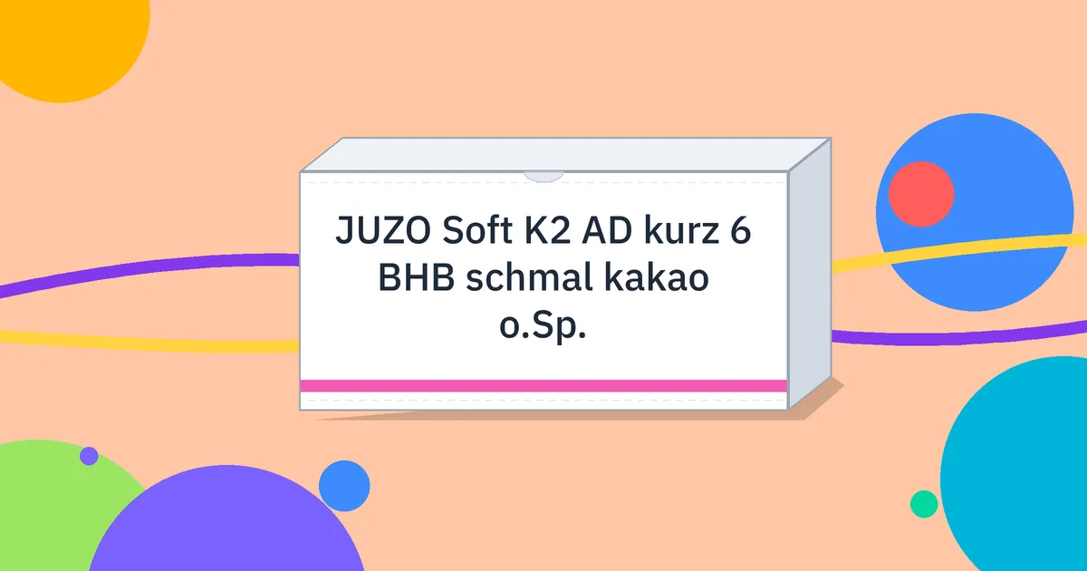 Symbolbild: Packung mit der Aufschrift JUZO Soft K2 AD kurz 6 BHB schmal kakao o.Sp. (PZN 15468080) – Verfügbarkeit und Bezug in Apotheken in Frankfurt am Main