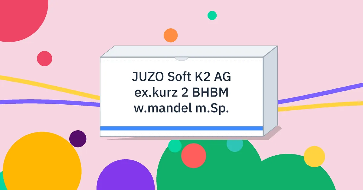 Symbolbild: Packung mit der Aufschrift JUZO Soft K2 AG ex.kurz 2 BHBM w.mandel m.Sp. (PZN 14868328) – Verfügbarkeit und Bezug in Apotheken in Frankfurt am Main