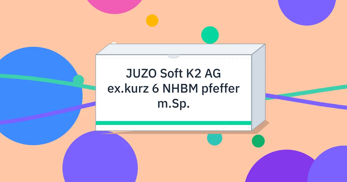 Symbolbild: Packung mit der Aufschrift JUZO Soft K2 AG ex.kurz 6 NHBM pfeffer m.Sp. (PZN 15023142) – Verfügbarkeit und Bezug in Apotheken in Frankfurt am Main