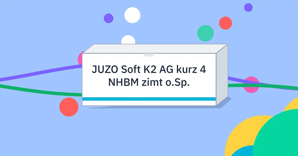 Symbolbild: Packung mit der Aufschrift JUZO Soft K2 AG kurz 4 NHBM zimt o.Sp. (PZN 14998350) – Verfügbarkeit und Bezug in Apotheken in Frankfurt am Main