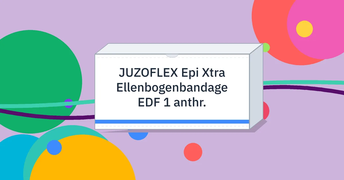 Symbolbild: Packung mit der Aufschrift JUZOFLEX Epi Xtra Ellenbogenbandage EDF 1 anthr. (PZN 16635723) – Verfügbarkeit und Bezug in Apotheken in Frankfurt am Main