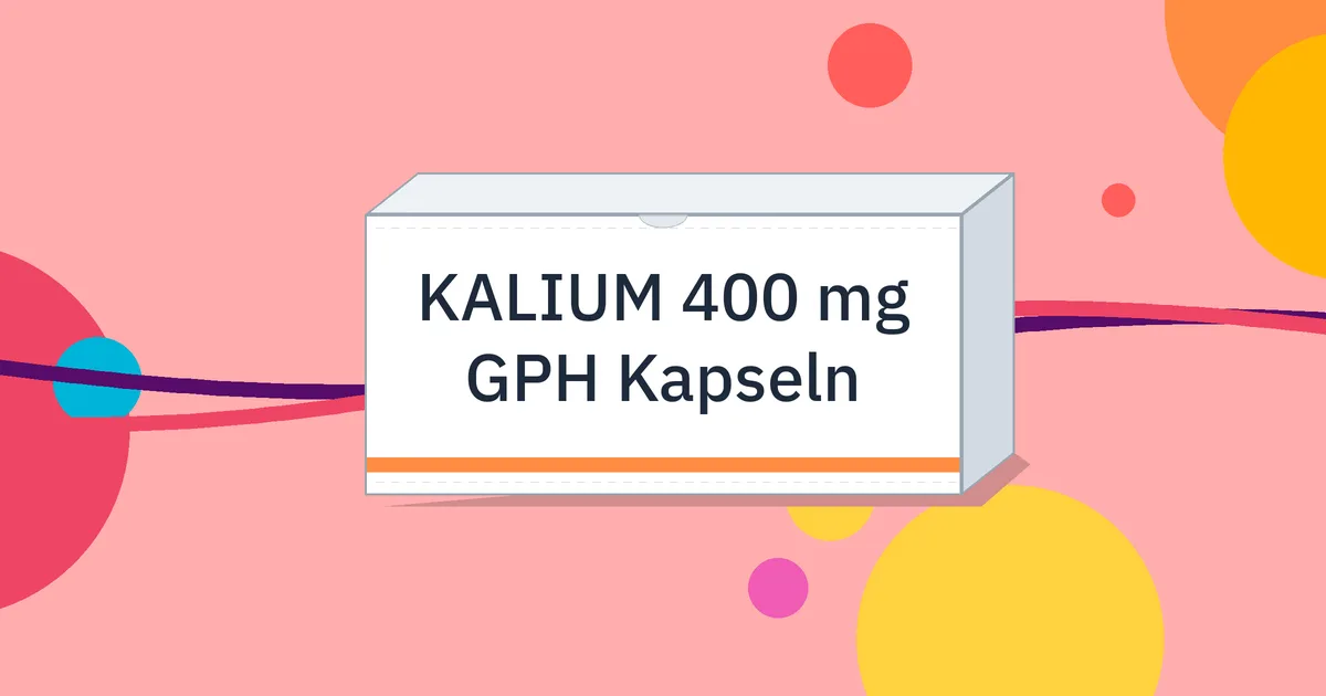 Symbolbild: Packung mit der Aufschrift KALIUM 400 mg GPH Kapseln (PZN 09379892) – Verfügbarkeit und Bezug in Apotheken in Frankfurt am Main