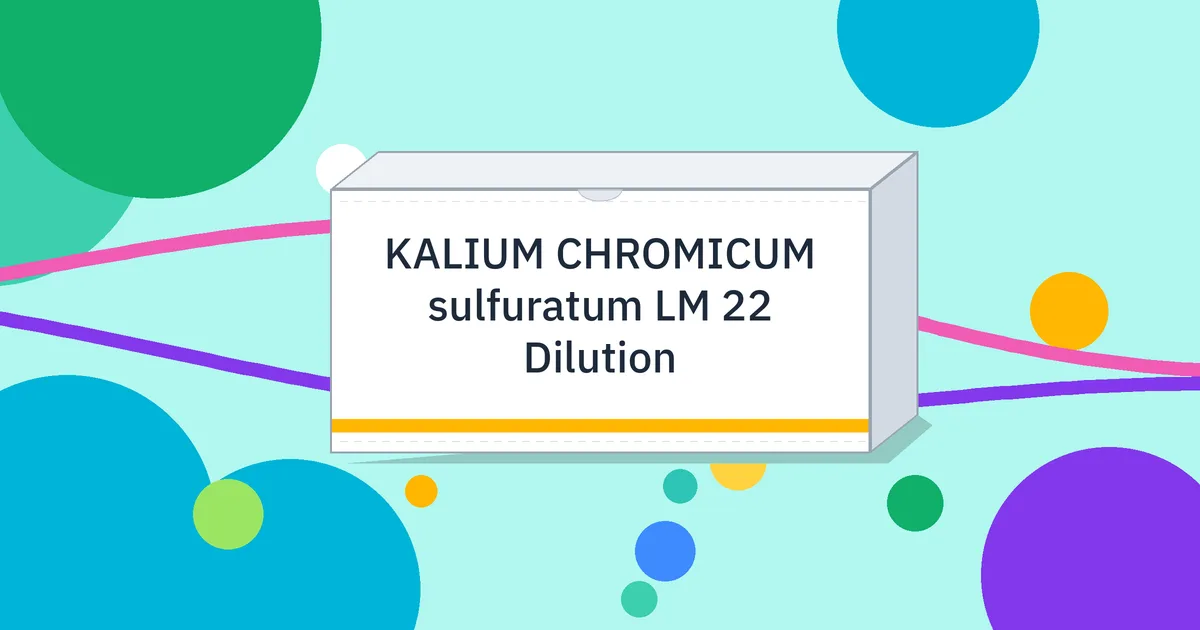 Symbolbild: Packung mit der Aufschrift KALIUM CHROMICUM sulfuratum LM 22 Dilution (PZN 12919777) – Verfügbarkeit und Bezug in Apotheken in Frankfurt am Main