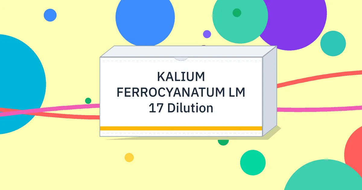 Symbolbild: Packung mit der Aufschrift KALIUM FERROCYANATUM LM 17 Dilution (PZN 12921082) – Verfügbarkeit und Bezug in Apotheken in Frankfurt am Main