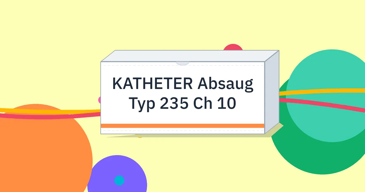 Symbolbild: Packung mit der Aufschrift KATHETER Absaug Typ 235 Ch 10 (PZN 05110325) – Verfügbarkeit und Bezug in Apotheken in Frankfurt am Main