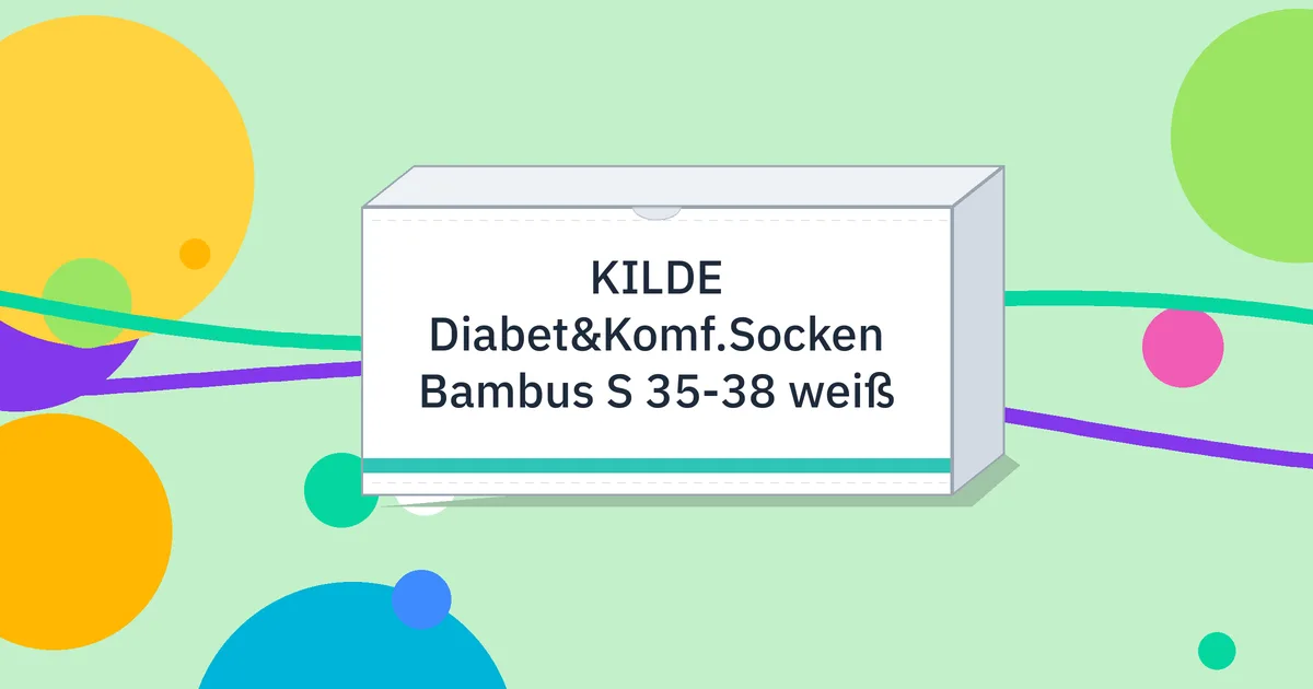 Symbolbild: Packung mit der Aufschrift KILDE Diabet&Komf.Socken Bambus S 35-38 weiß (PZN 20798299) – Verfügbarkeit und Bezug in Apotheken in Frankfurt am Main