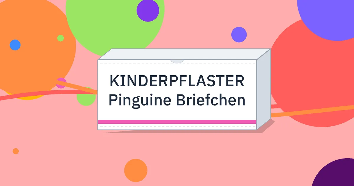 Symbolbild: Packung mit der Aufschrift KINDERPFLASTER Pinguine Briefchen (PZN 19405403) – Verfügbarkeit und Bezug in Apotheken in Frankfurt am Main