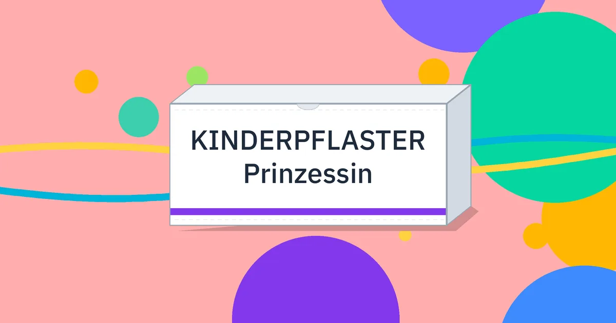 Symbolbild: Packung mit der Aufschrift KINDERPFLASTER Prinzessin (PZN 09720799) – Verfügbarkeit und Bezug in Apotheken in Frankfurt am Main