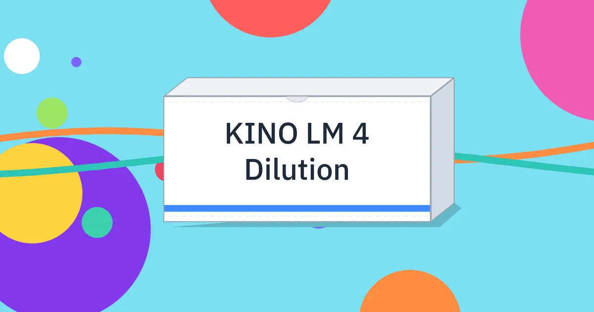 Symbolbild: Packung mit der Aufschrift KINO LM 4 Dilution (PZN 13518388) – Verfügbarkeit und Bezug in Apotheken in Frankfurt am Main