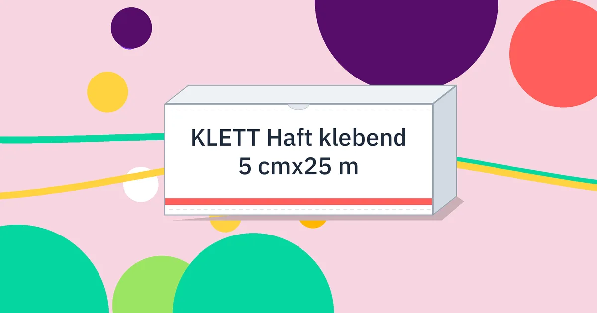 Symbolbild: Packung mit der Aufschrift KLETT Haft klebend 5 cmx25 m (PZN 10707657) – Verfügbarkeit und Bezug in Apotheken in Frankfurt am Main