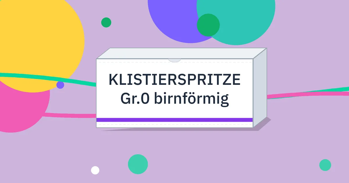 Symbolbild: Packung mit der Aufschrift KLISTIERSPRITZE Gr.0 birnförmig (PZN 01966236) – Verfügbarkeit und Bezug in Apotheken in Frankfurt am Main