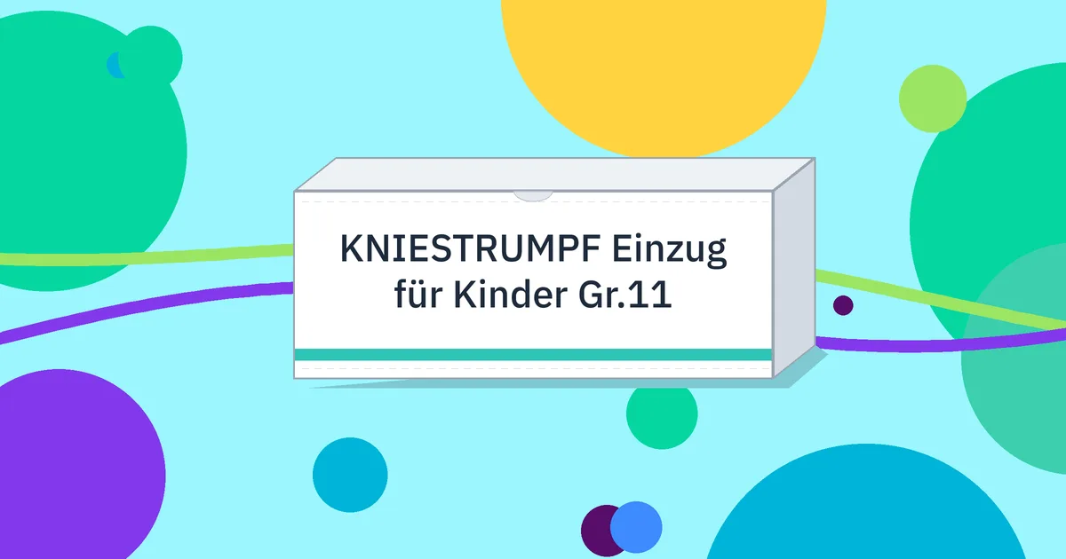 Symbolbild: Packung mit der Aufschrift KNIESTRUMPF Einzug für Kinder Gr.11 (PZN 01738831) – Verfügbarkeit und Bezug in Apotheken in Frankfurt am Main