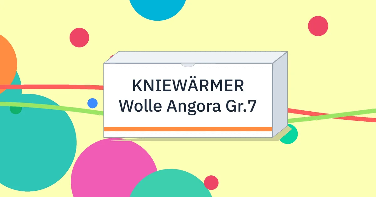 Symbolbild: Packung mit der Aufschrift KNIEWÄRMER Wolle Angora Gr.7 (PZN 02008709) – Verfügbarkeit und Bezug in Apotheken in Frankfurt am Main