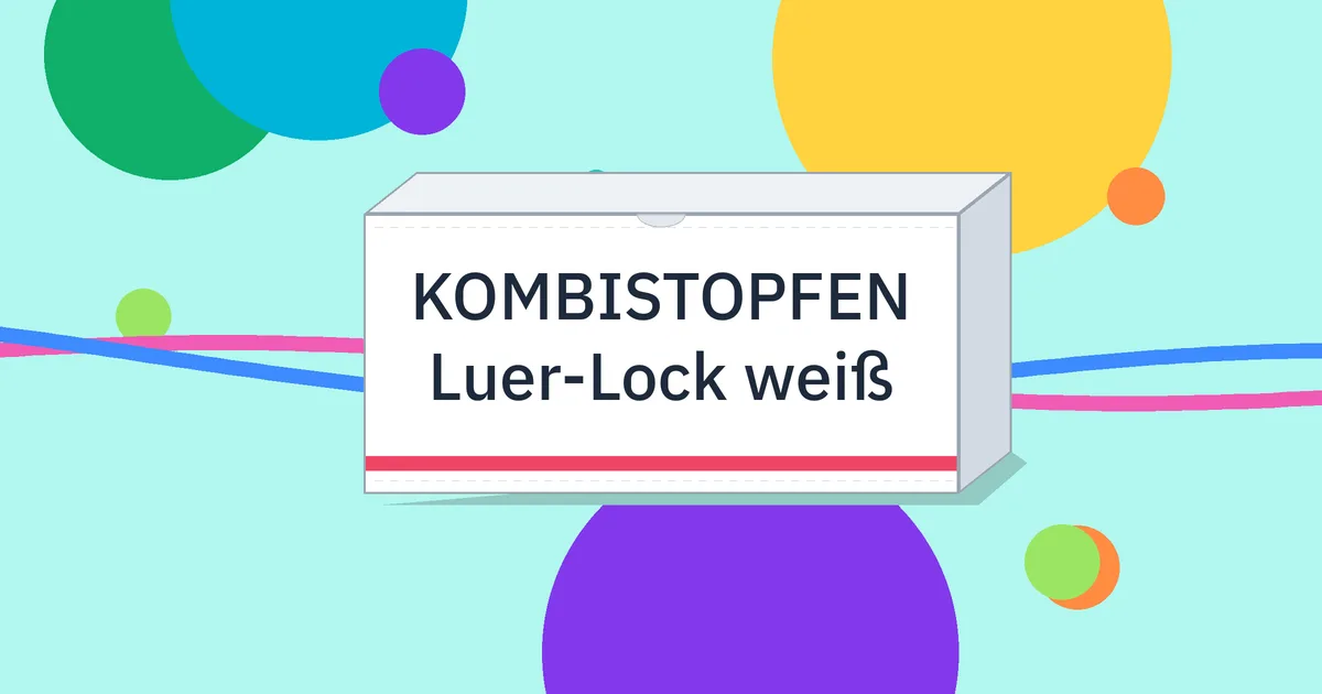 Symbolbild: Packung mit der Aufschrift KOMBISTOPFEN Luer-Lock weiß (PZN 03460452) – Verfügbarkeit und Bezug in Apotheken in Frankfurt am Main
