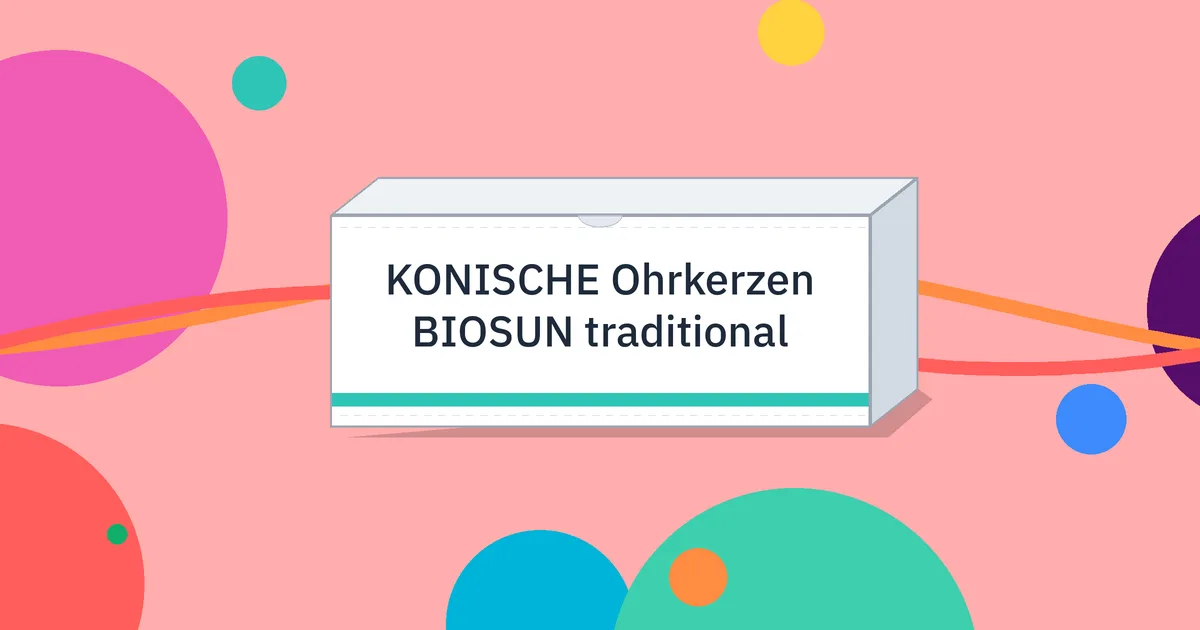 Symbolbild: Packung mit der Aufschrift KONISCHE Ohrkerzen BIOSUN traditional (PZN 15259407) – Verfügbarkeit und Bezug in Apotheken in Frankfurt am Main
