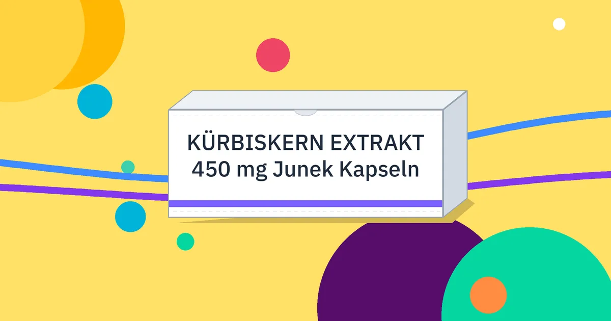 Symbolbild: Packung mit der Aufschrift KÜRBISKERN EXTRAKT 450 mg Junek Kapseln (PZN 13425988) – Verfügbarkeit und Bezug in Apotheken in Frankfurt am Main