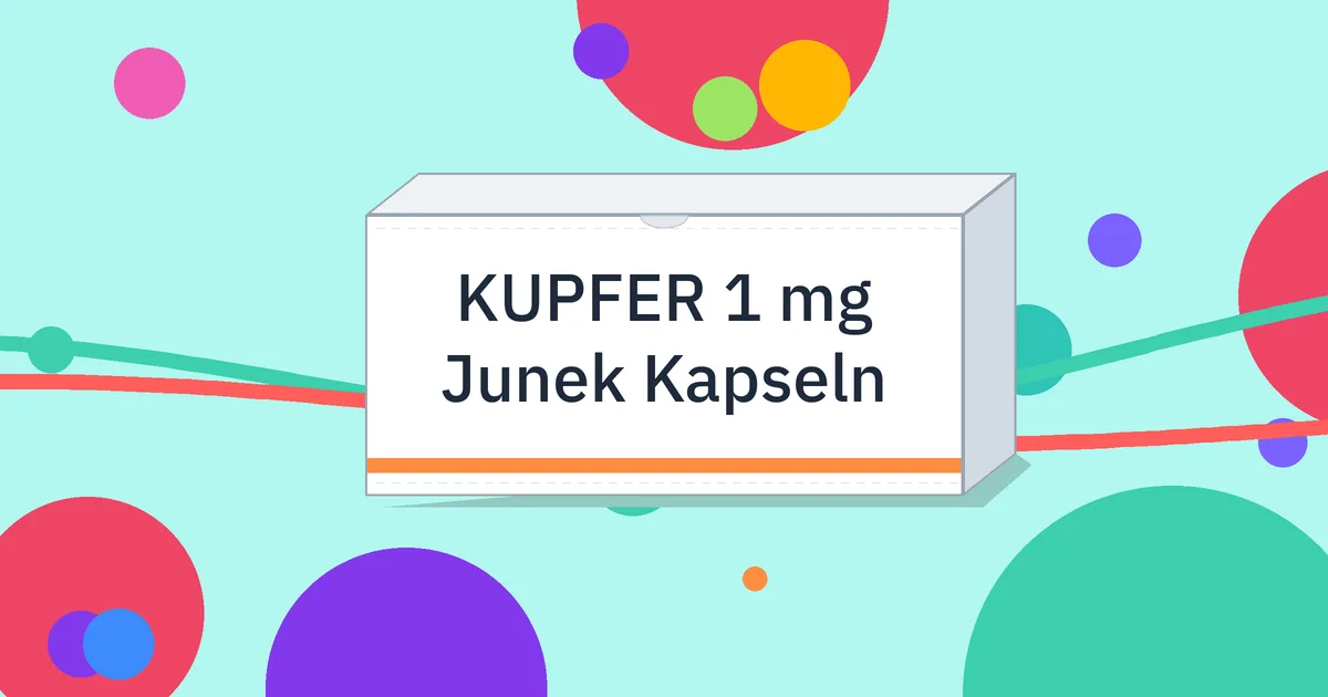 Symbolbild: Packung mit der Aufschrift KUPFER 1 mg Junek Kapseln (PZN 01611898) – Verfügbarkeit und Bezug in Apotheken in Frankfurt am Main