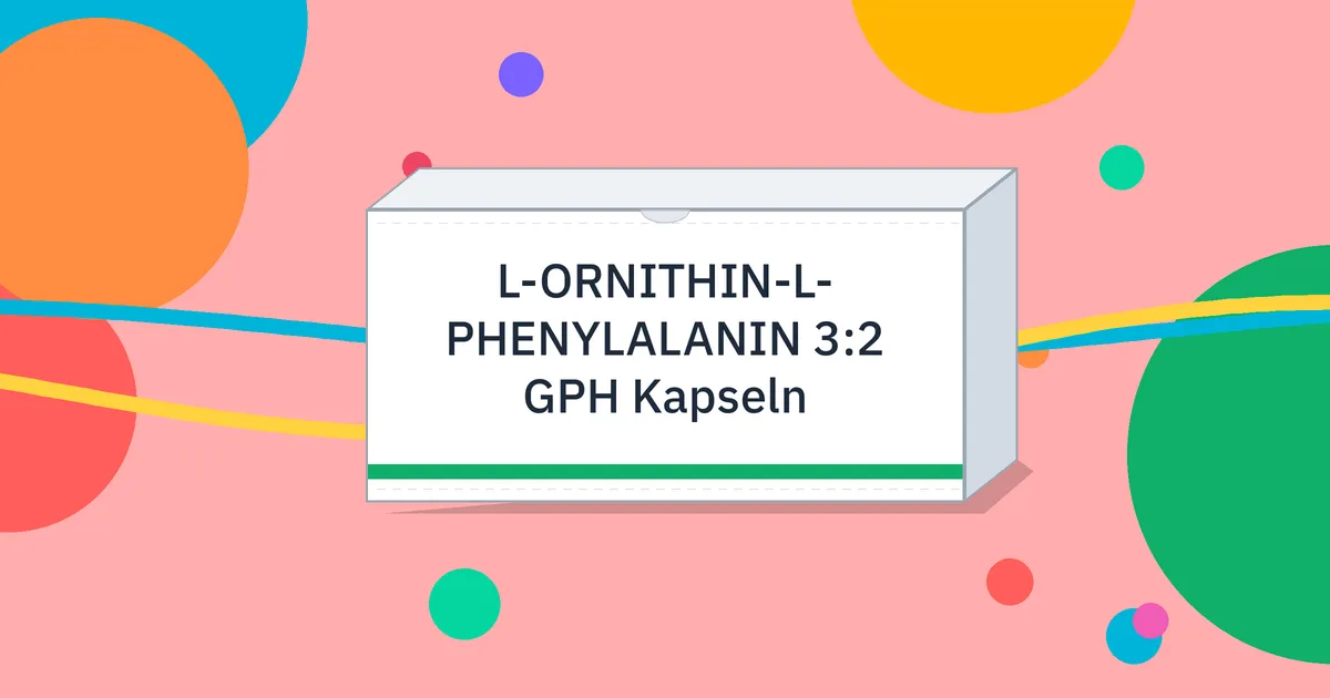Symbolbild: Packung mit der Aufschrift L-ORNITHIN-L-PHENYLALANIN 3:2 GPH Kapseln (PZN 09918596) – Verfügbarkeit und Bezug in Apotheken in Frankfurt am Main