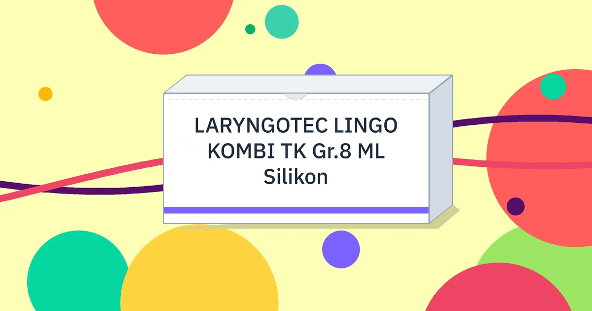 Symbolbild: Packung mit der Aufschrift LARYNGOTEC LINGO KOMBI TK Gr.8 ML Silikon (PZN 08434608) – Verfügbarkeit und Bezug in Apotheken in Frankfurt am Main