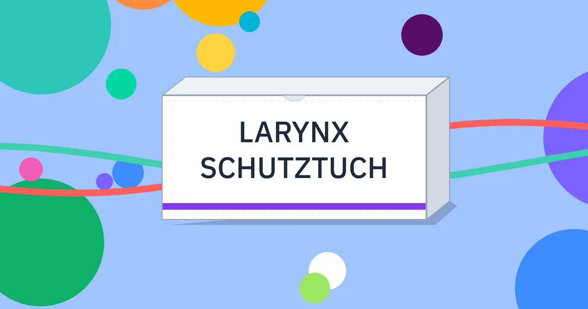 Symbolbild: Packung mit der Aufschrift LARYNX SCHUTZTUCH (PZN 00140451) – Verfügbarkeit und Bezug in Apotheken in Frankfurt am Main