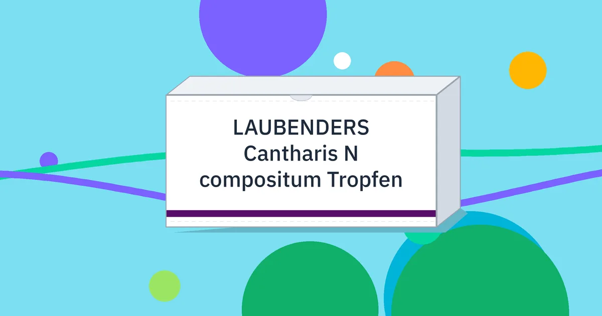 Symbolbild: Packung mit der Aufschrift LAUBENDERS Cantharis N compositum Tropfen (PZN 04303223) – Verfügbarkeit und Bezug in Apotheken in Frankfurt am Main