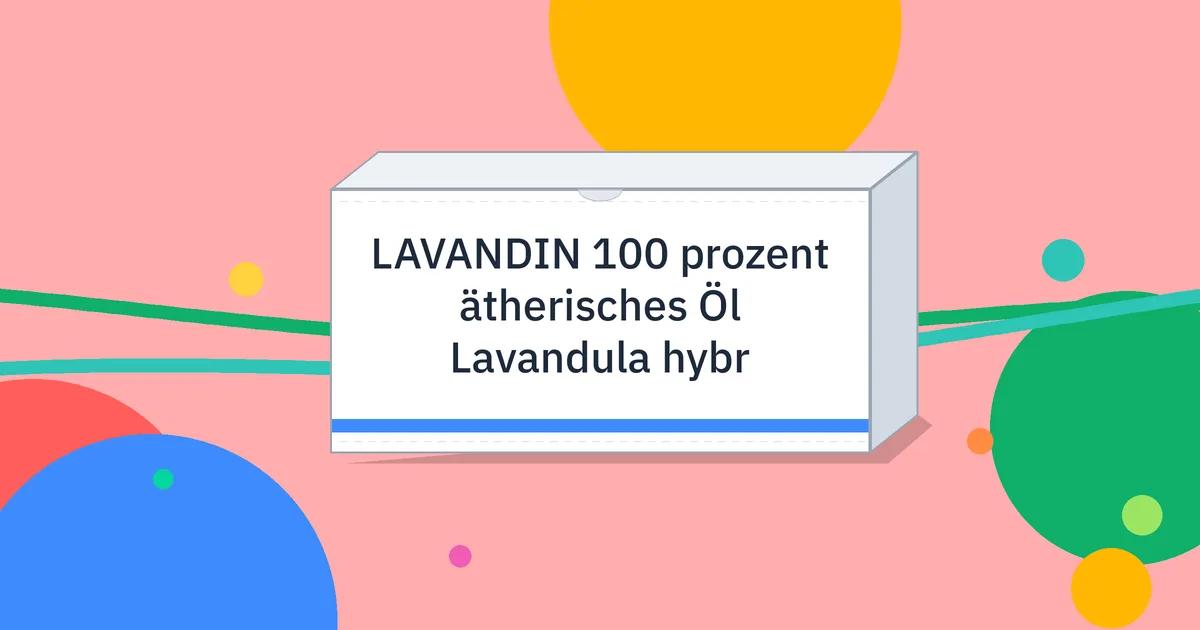 Symbolbild: Packung mit der Aufschrift LAVANDIN 100 prozent ätherisches Öl Lavandula hybr (PZN 03669548) – Verfügbarkeit und Bezug in Apotheken in Frankfurt am Main