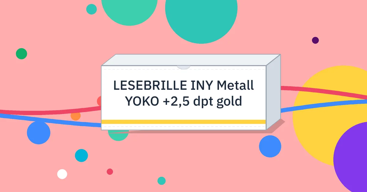 Symbolbild: Packung mit der Aufschrift LESEBRILLE INY Metall YOKO +2,5 dpt gold (PZN 19928176) – Verfügbarkeit und Bezug in Apotheken in Frankfurt am Main