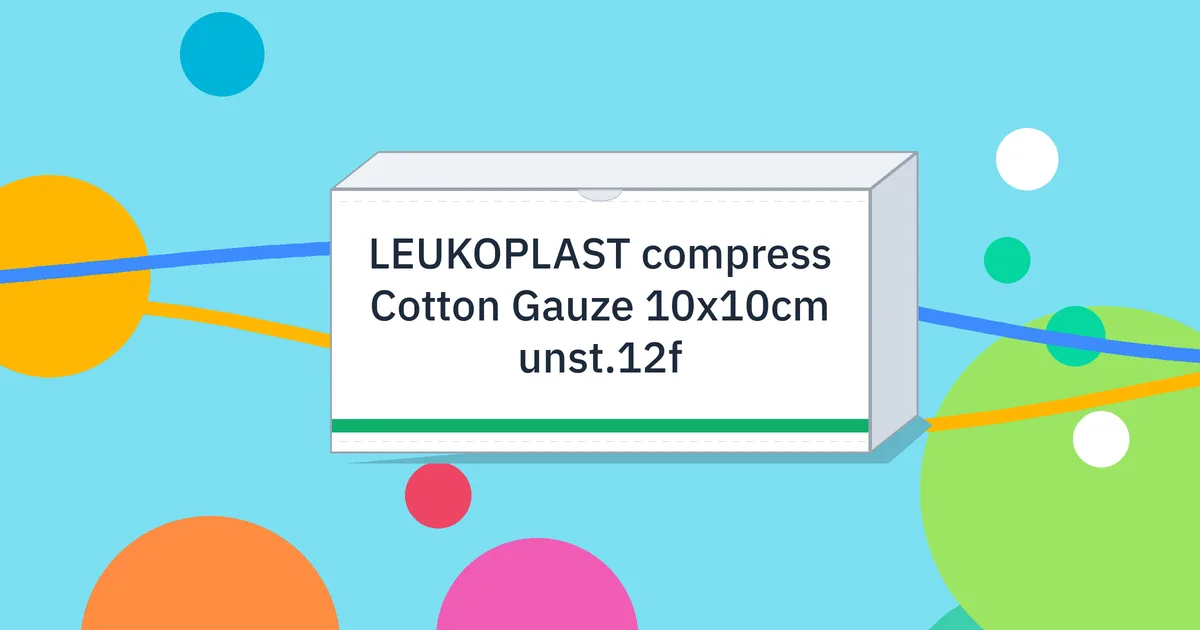 Symbolbild: Packung mit der Aufschrift LEUKOPLAST compress Cotton Gauze 10x10cm unst.12f (PZN 19064238) – Verfügbarkeit und Bezug in Apotheken in Frankfurt am Main