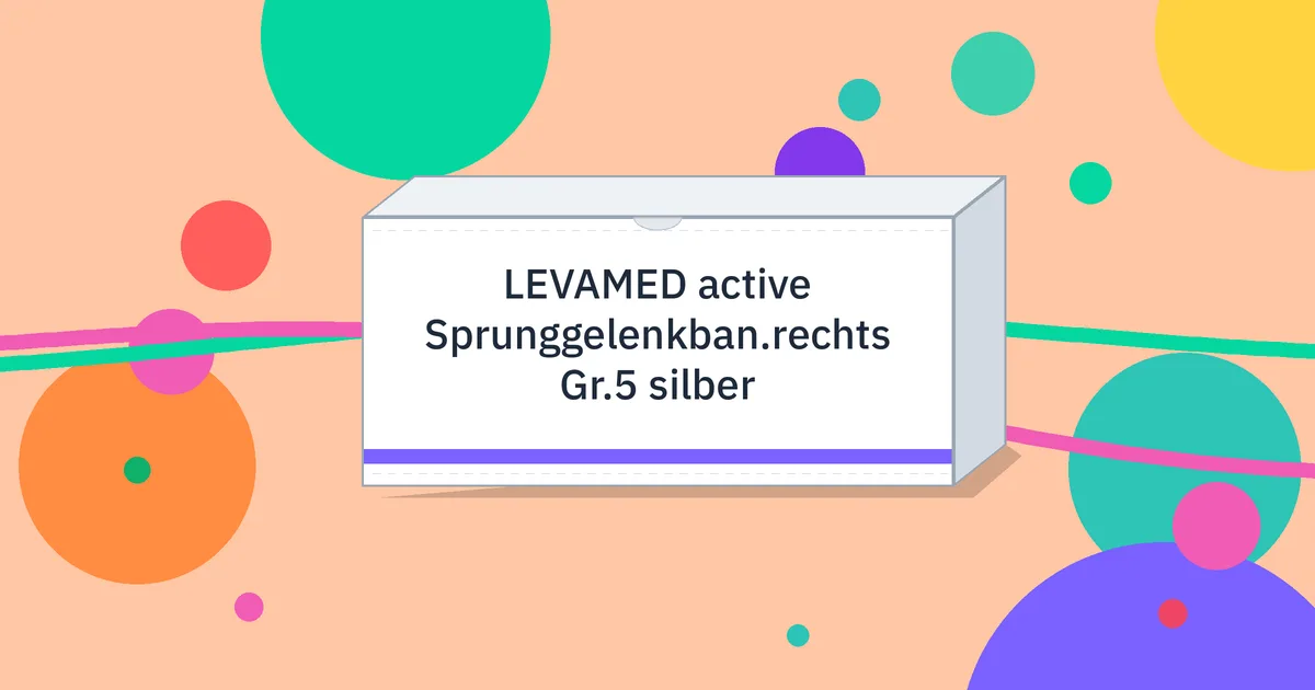 Symbolbild: Packung mit der Aufschrift LEVAMED active Sprunggelenkban.rechts Gr.5 silber (PZN 19170839) – Verfügbarkeit und Bezug in Apotheken in Frankfurt am Main