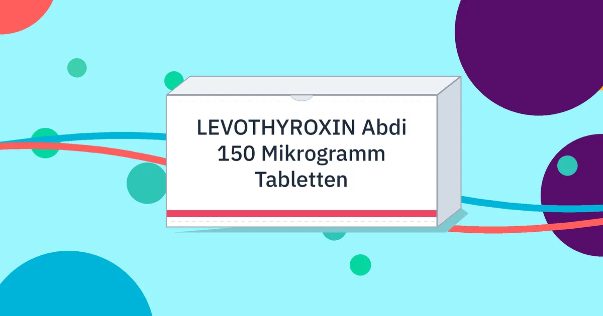 Symbolbild: Packung mit der Aufschrift LEVOTHYROXIN Abdi 150 Mikrogramm Tabletten (PZN 17888573) – Verfügbarkeit und Bezug in Apotheken in Frankfurt am Main