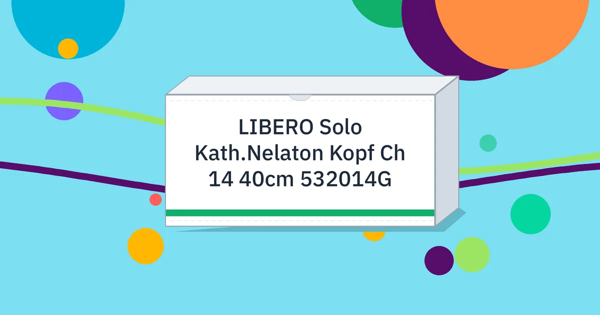 Symbolbild: Packung mit der Aufschrift LIBERO Solo Kath.Nelaton Kopf Ch 14 40cm 532014G (PZN 03731796) – Verfügbarkeit und Bezug in Apotheken in Frankfurt am Main