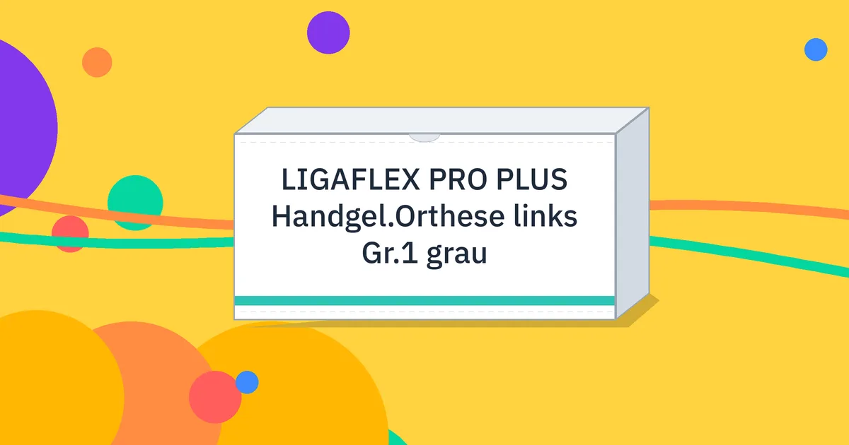 Symbolbild: Packung mit der Aufschrift LIGAFLEX PRO PLUS Handgel.Orthese links Gr.1 grau (PZN 12577035) – Verfügbarkeit und Bezug in Apotheken in Frankfurt am Main