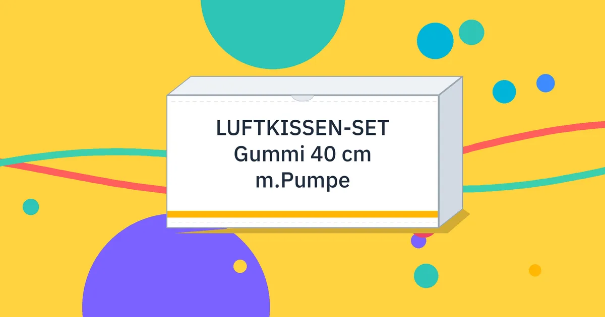 Symbolbild: Packung mit der Aufschrift LUFTKISSEN-SET Gummi 40 cm m.Pumpe (PZN 05399952) – Verfügbarkeit und Bezug in Apotheken in Frankfurt am Main