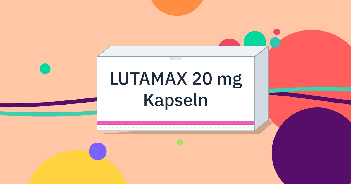 Symbolbild: Packung mit der Aufschrift LUTAMAX 20 mg Kapseln (PZN 00257207) – Verfügbarkeit und Bezug in Apotheken in Frankfurt am Main