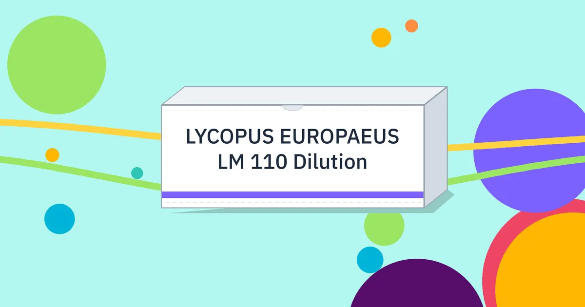 Symbolbild: Packung mit der Aufschrift LYCOPUS EUROPAEUS LM 110 Dilution (PZN 13538327) – Verfügbarkeit und Bezug in Apotheken in Frankfurt am Main