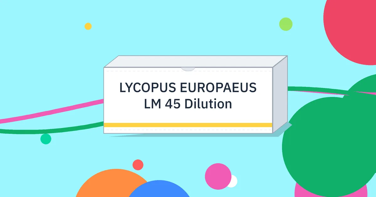 Symbolbild: Packung mit der Aufschrift LYCOPUS EUROPAEUS LM 45 Dilution (PZN 13538267) – Verfügbarkeit und Bezug in Apotheken in Frankfurt am Main