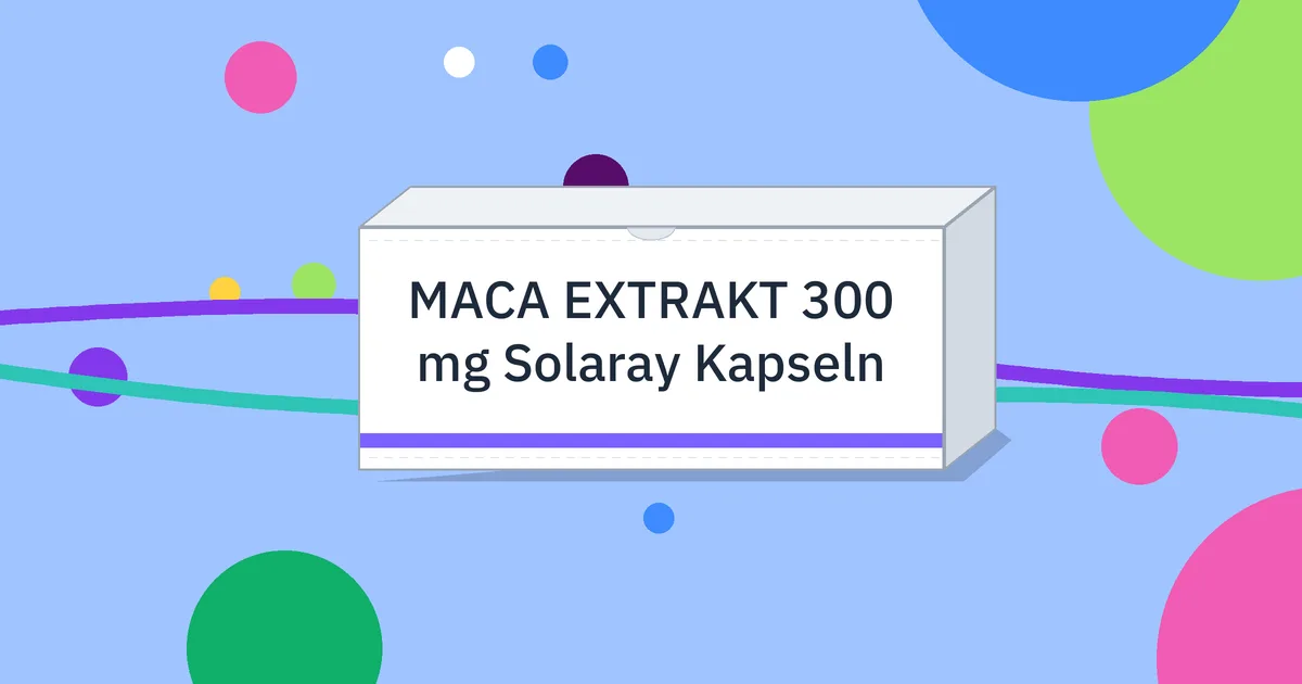 Symbolbild: Packung mit der Aufschrift MACA EXTRAKT 300 mg Solaray Kapseln (PZN 17254265) – Verfügbarkeit und Bezug in Apotheken in Frankfurt am Main