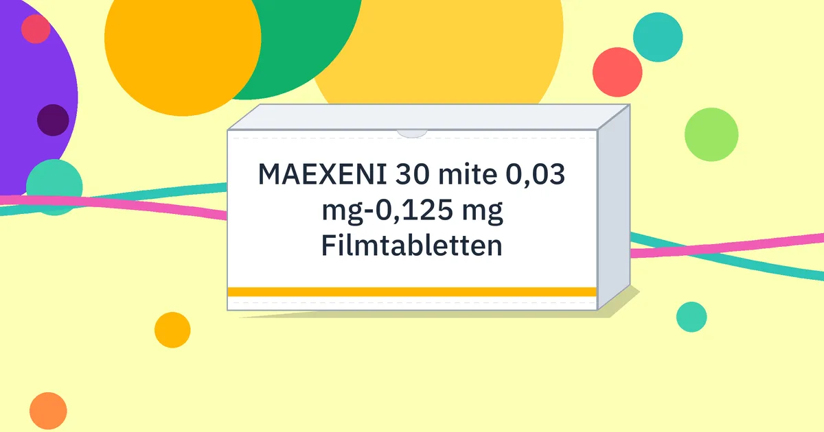 Symbolbild: Packung mit der Aufschrift MAEXENI 30 mite 0,03 mg-0,125 mg Filmtabletten (PZN 12463001) – Verfügbarkeit und Bezug in Apotheken in Frankfurt am Main