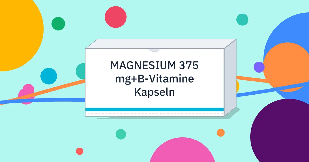 Symbolbild: Packung mit der Aufschrift MAGNESIUM 375 mg+B-Vitamine Kapseln (PZN 11564674) – Verfügbarkeit und Bezug in Apotheken in Frankfurt am Main