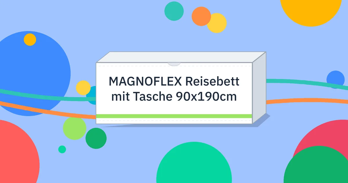 Symbolbild: Packung mit der Aufschrift MAGNOFLEX Reisebett mit Tasche 90x190cm (PZN 00080097) – Verfügbarkeit und Bezug in Apotheken in Frankfurt am Main