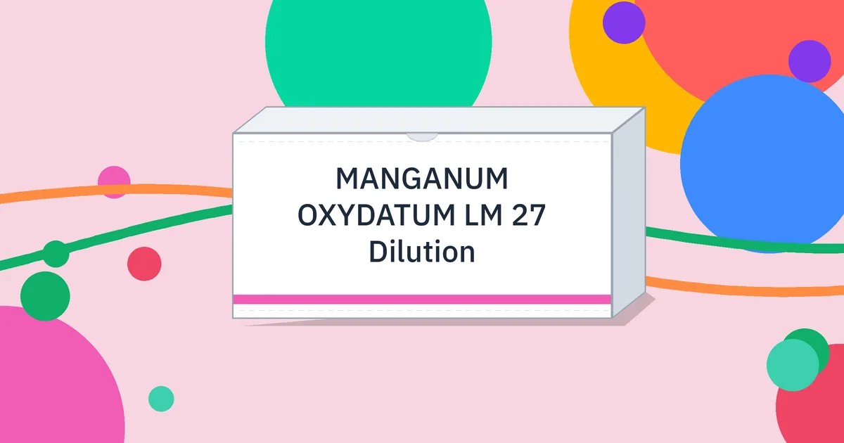 Symbolbild: Packung mit der Aufschrift MANGANUM OXYDATUM LM 27 Dilution (PZN 12944812) – Verfügbarkeit und Bezug in Apotheken in Frankfurt am Main