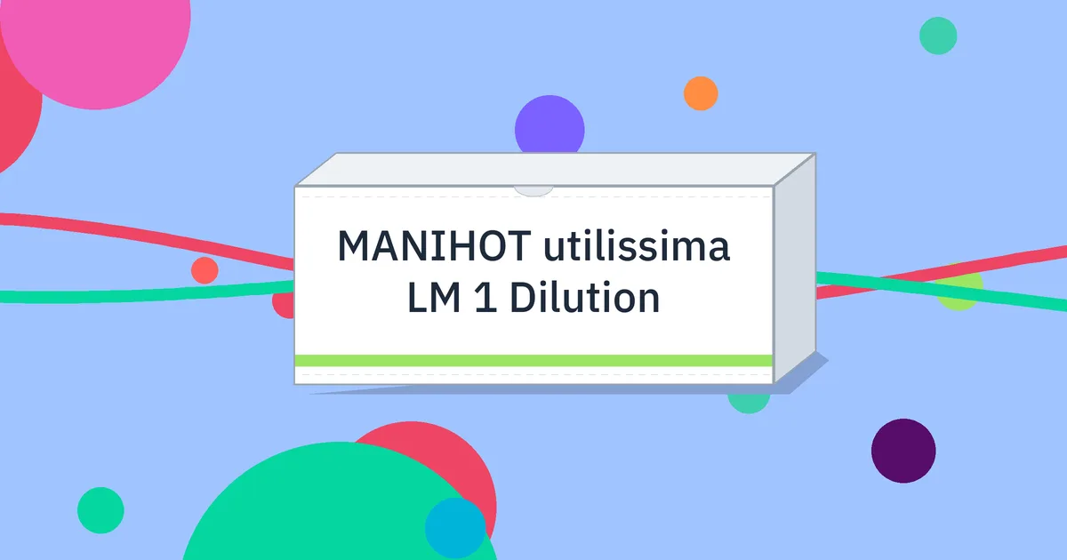 Symbolbild: Packung mit der Aufschrift MANIHOT utilissima LM 1 Dilution (PZN 13600813) – Verfügbarkeit und Bezug in Apotheken in Frankfurt am Main