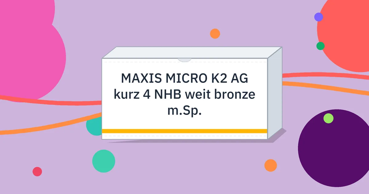 Symbolbild: Packung mit der Aufschrift MAXIS MICRO K2 AG kurz 4 NHB weit bronze m.Sp. (PZN 17673789) – Verfügbarkeit und Bezug in Apotheken in Frankfurt am Main