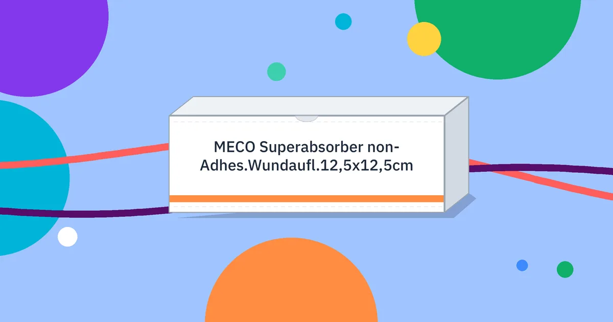 Symbolbild: Packung mit der Aufschrift MECO Superabsorber non-Adhes.Wundaufl.12,5x12,5cm (PZN 19846343) – Verfügbarkeit und Bezug in Apotheken in Frankfurt am Main