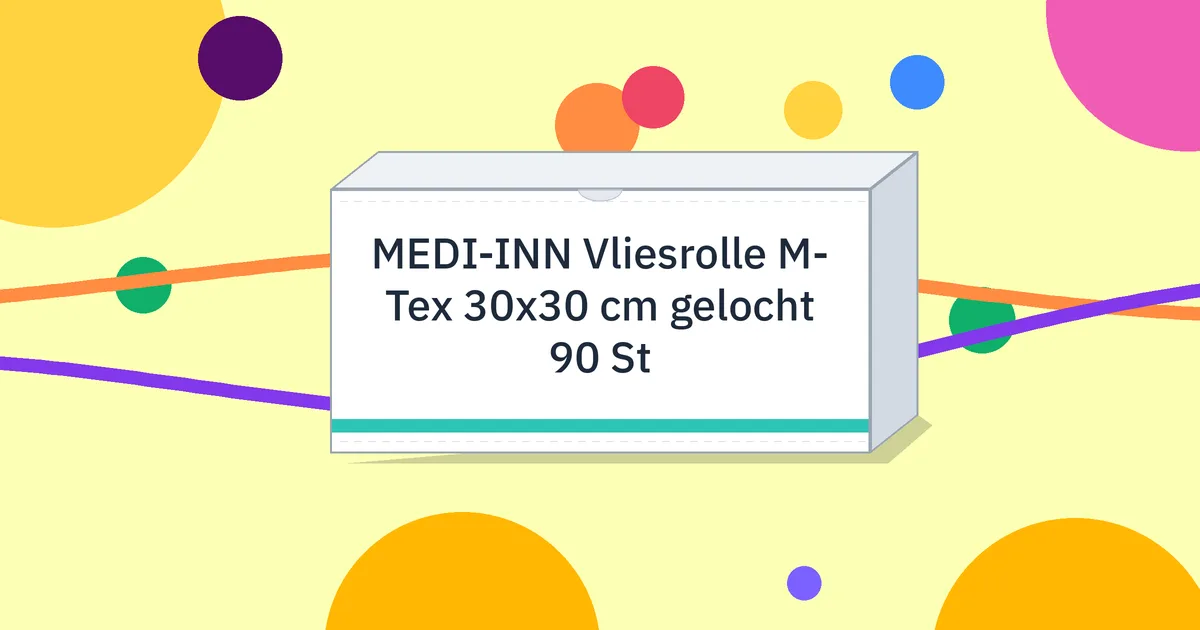 Symbolbild: Packung mit der Aufschrift MEDI-INN Vliesrolle M-Tex 30x30 cm gelocht 90 St (PZN 04828374) – Verfügbarkeit und Bezug in Apotheken in Frankfurt am Main