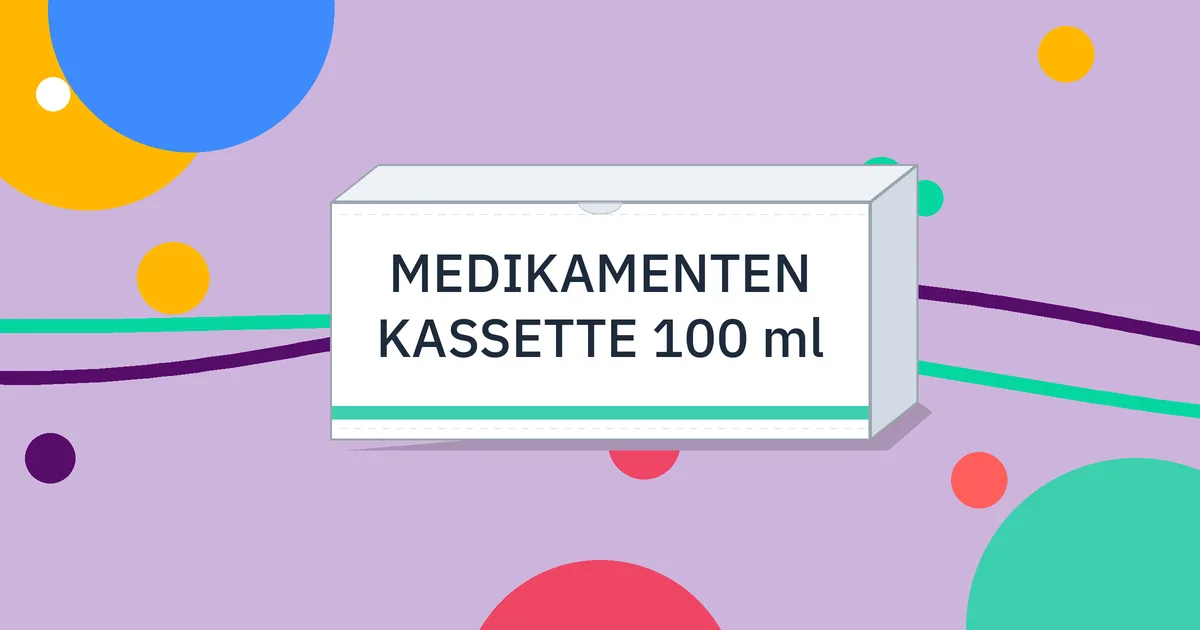 Symbolbild: Packung mit der Aufschrift MEDIKAMENTEN KASSETTE 100 ml (PZN 09105982) – Verfügbarkeit und Bezug in Apotheken in Frankfurt am Main