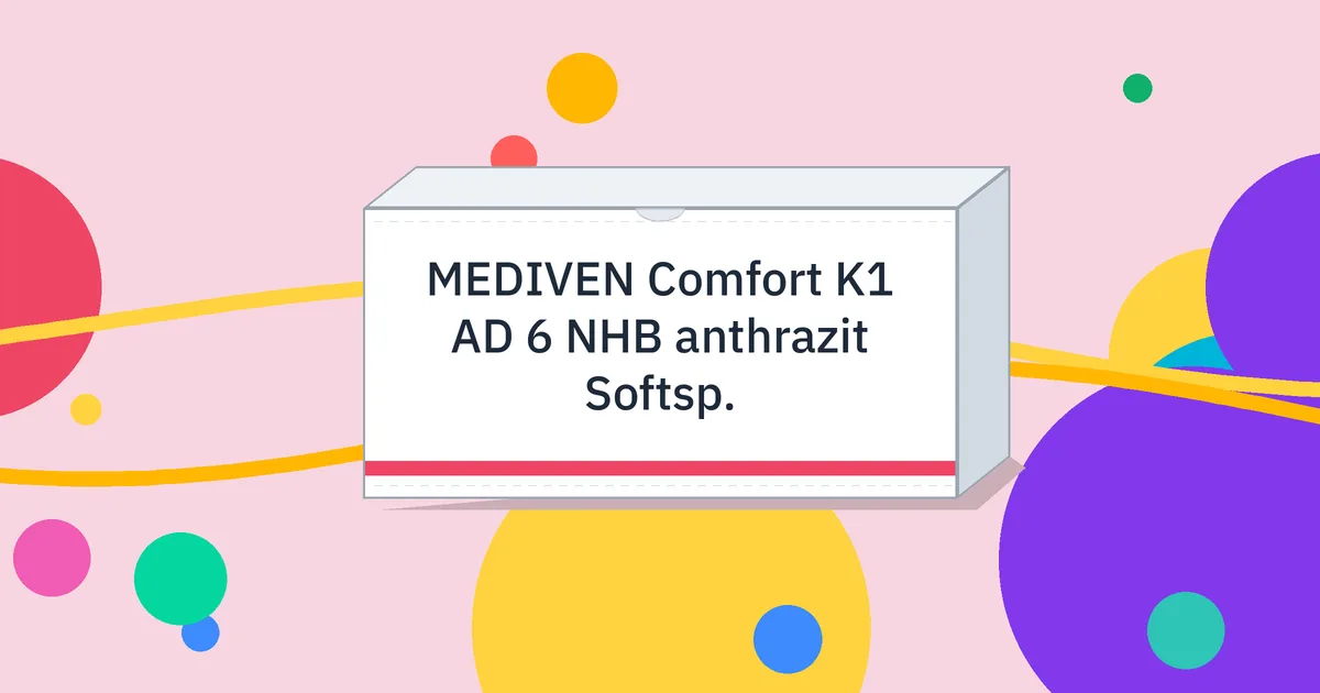 Symbolbild: Packung mit der Aufschrift MEDIVEN Comfort K1 AD 6 NHB anthrazit Softsp. (PZN 14560091) – Verfügbarkeit und Bezug in Apotheken in Frankfurt am Main