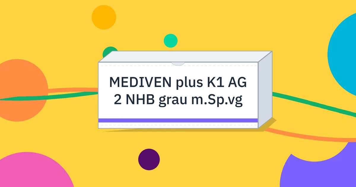 Symbolbild: Packung mit der Aufschrift MEDIVEN plus K1 AG 2 NHB grau m.Sp.vg (PZN 18938095) – Verfügbarkeit und Bezug in Apotheken in Frankfurt am Main
