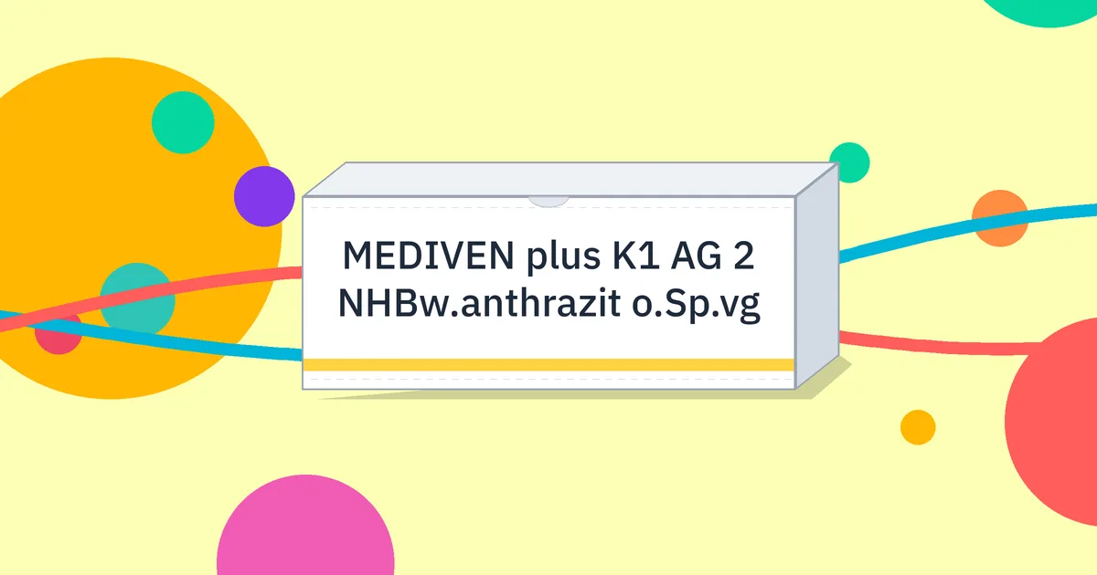 Symbolbild: Packung mit der Aufschrift MEDIVEN plus K1 AG 2 NHBw.anthrazit o.Sp.vg (PZN 15922863) – Verfügbarkeit und Bezug in Apotheken in Frankfurt am Main